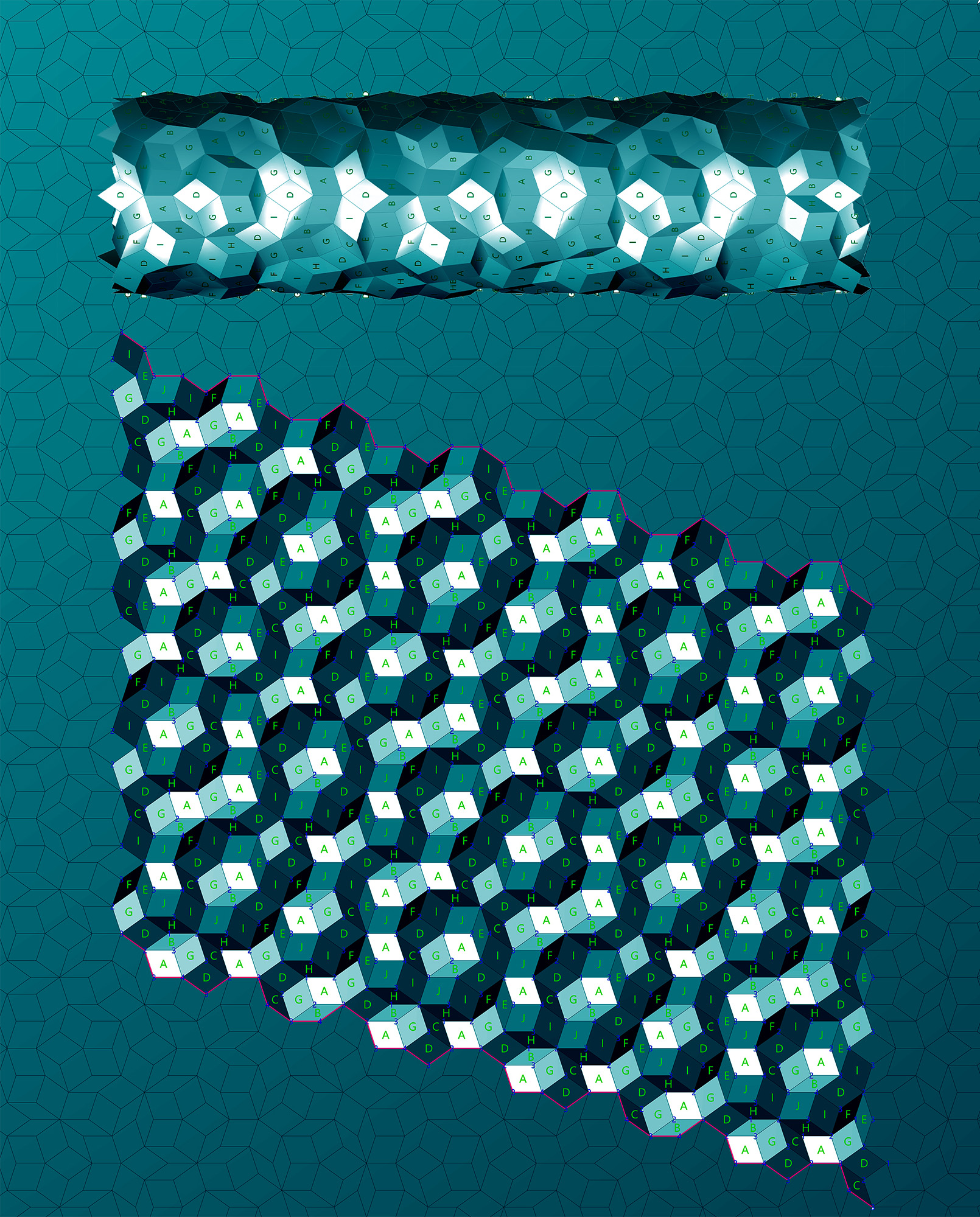 The penrose tiling in 3D by using Rhinoceros Grasshopper